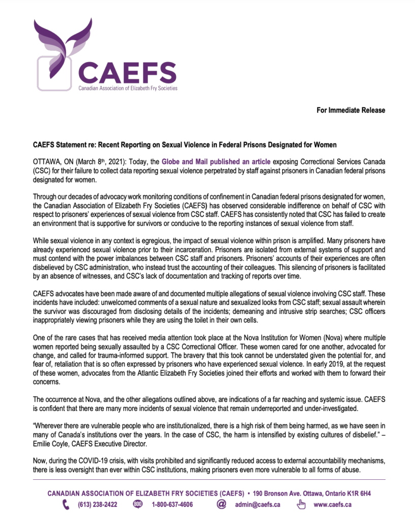 Open Letter: RCMP Body Worn Camera Project - CAEFS